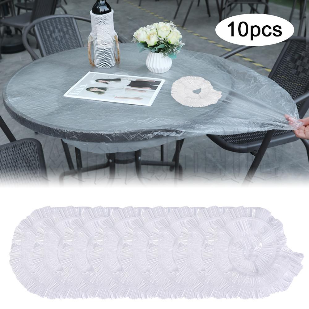 10Pcs 1.2M Elastic Transparent PE Table Cover - Non-slip Fitted Dinning ...
