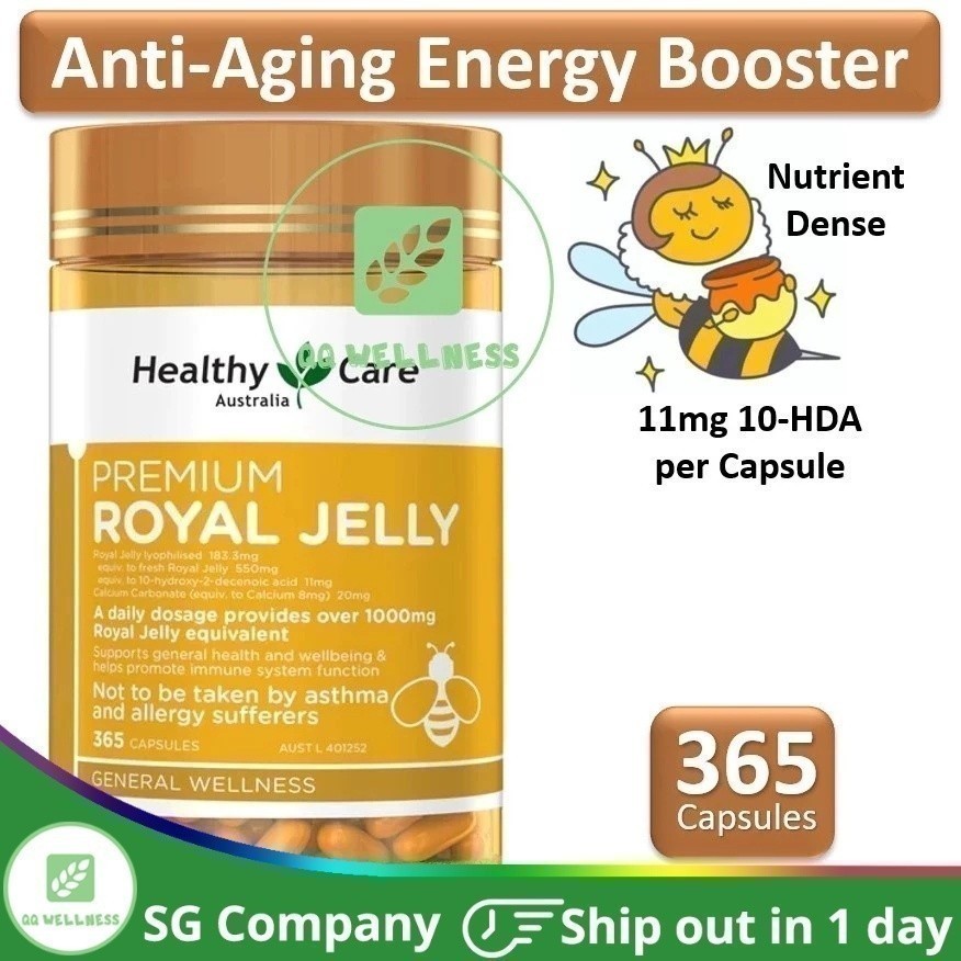 👍Healthy Care Premium Royal Jelly 1000mg 365 Capsules Anti-aging ...