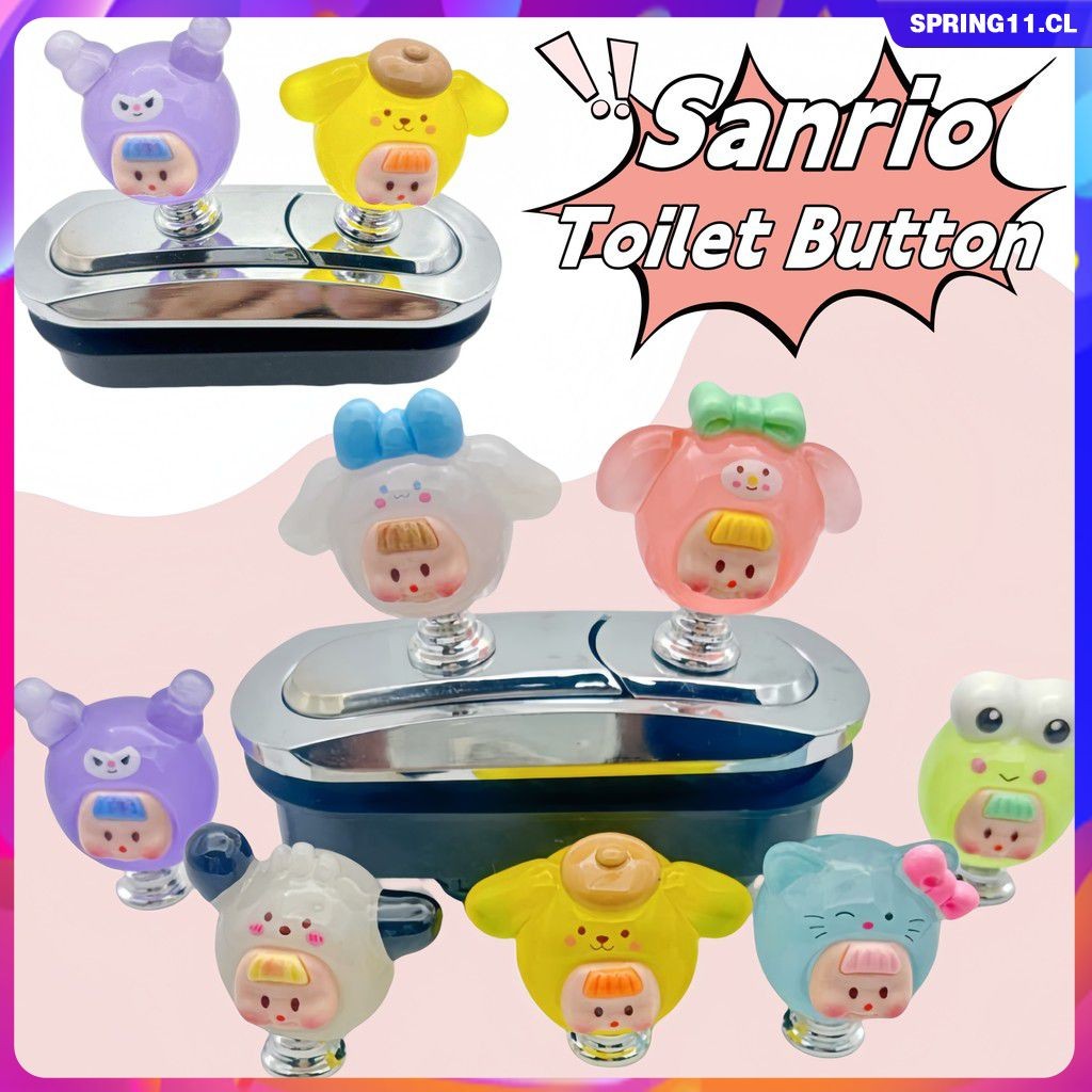 Sanrio 3D Resin Toilet Button Cute Hello Kitty Cinnamoroll Pochacco ...