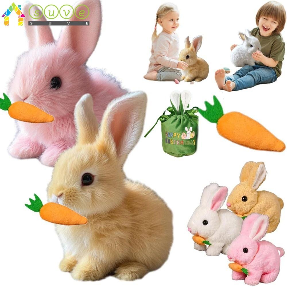 SUVE Plush Bunny Doll, with Sounds and Movements Lifelike My Realistic ...