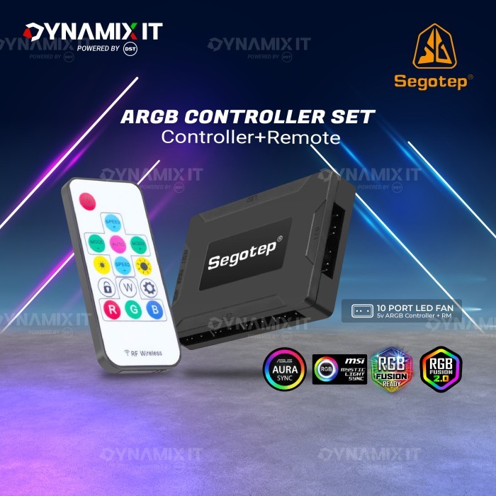 Segotep ARGB Controller + Remote Control for Fan or Cooler (10port 5v ...