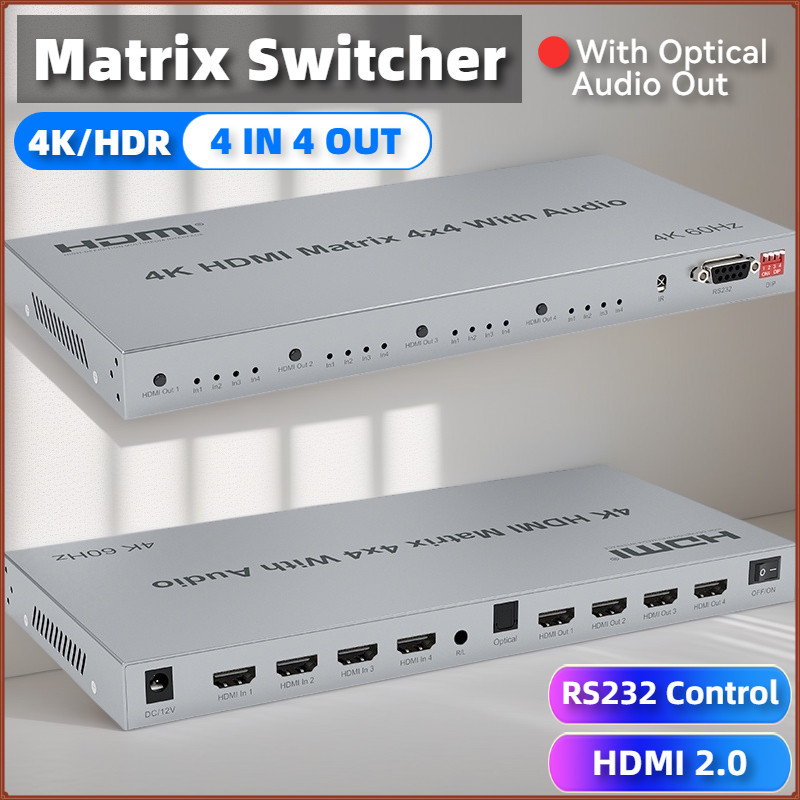 Brand New Factory Original 4K@30Hz/60Hz HDR Matrix Switcher 4x4 HDMI 2. ...