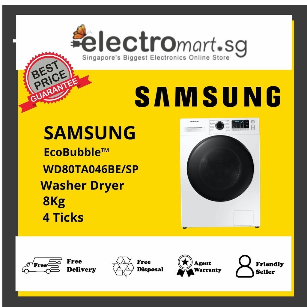 SAMSUNG WD80TA046BE/SP FRONT LOAD WASHER/ DRYER (WASHER 8KG/ DRYER 6KG ...