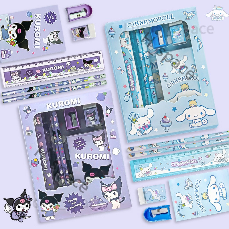 Kids Kuromi Stationery Set Pencils&ruler¬ebook&eraser&sharpener Set ...