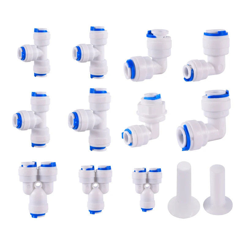 RO Water Hose Connection Straight Elbow Tee Cross 1/4" 3/8" Plastic ...