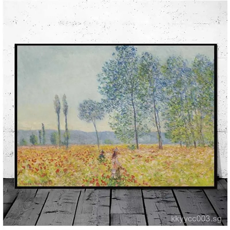 Claude Monet Poplars Poppy fields Landscape Impressionist Oil Painting ...