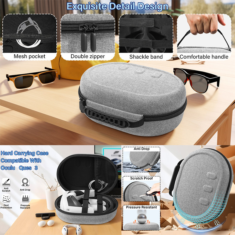 VR Headset Protective Box for Meta Quest 3 Carrying Case Shockproof ...