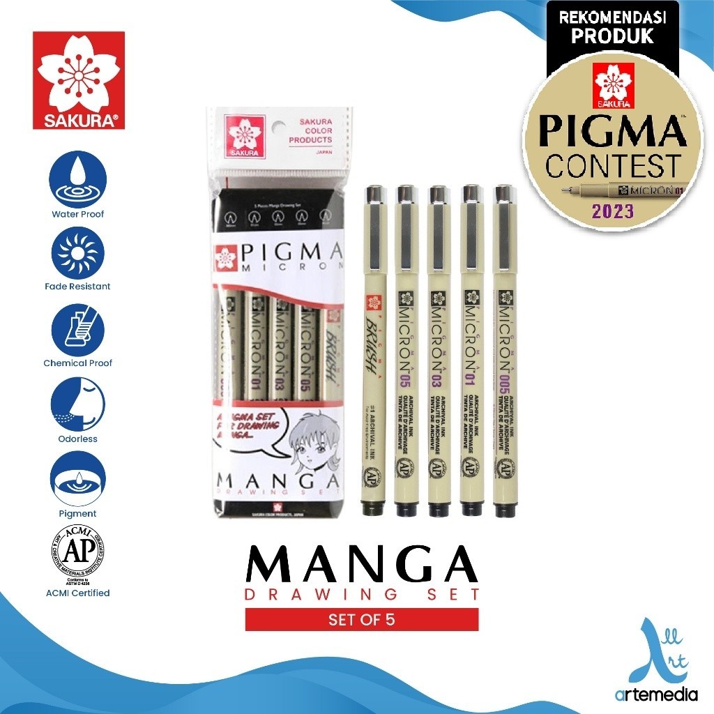 Drawing Pen Sakura Figma Micron Set of 5 Drawing Pens PM - 5 / Sakura ...