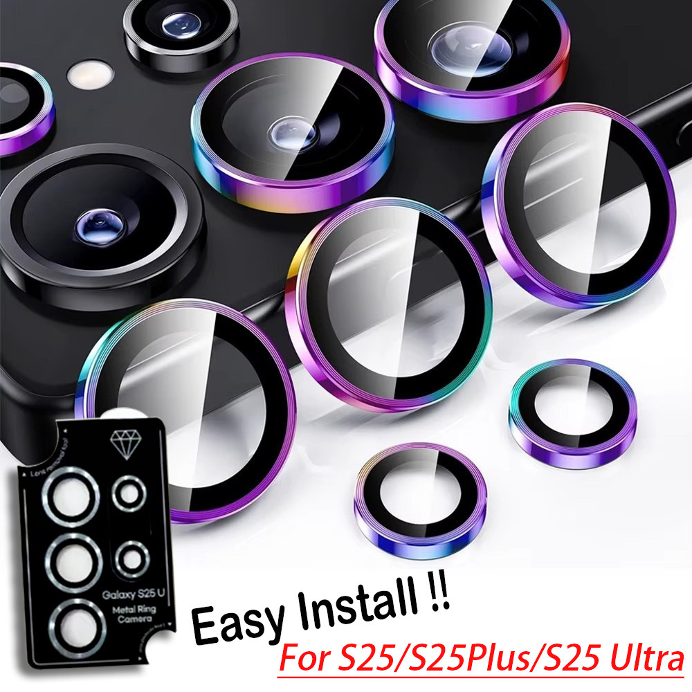 9D Glass Lens Film Titanium Alloy Camera Protector Ring For Samsung S25 ...