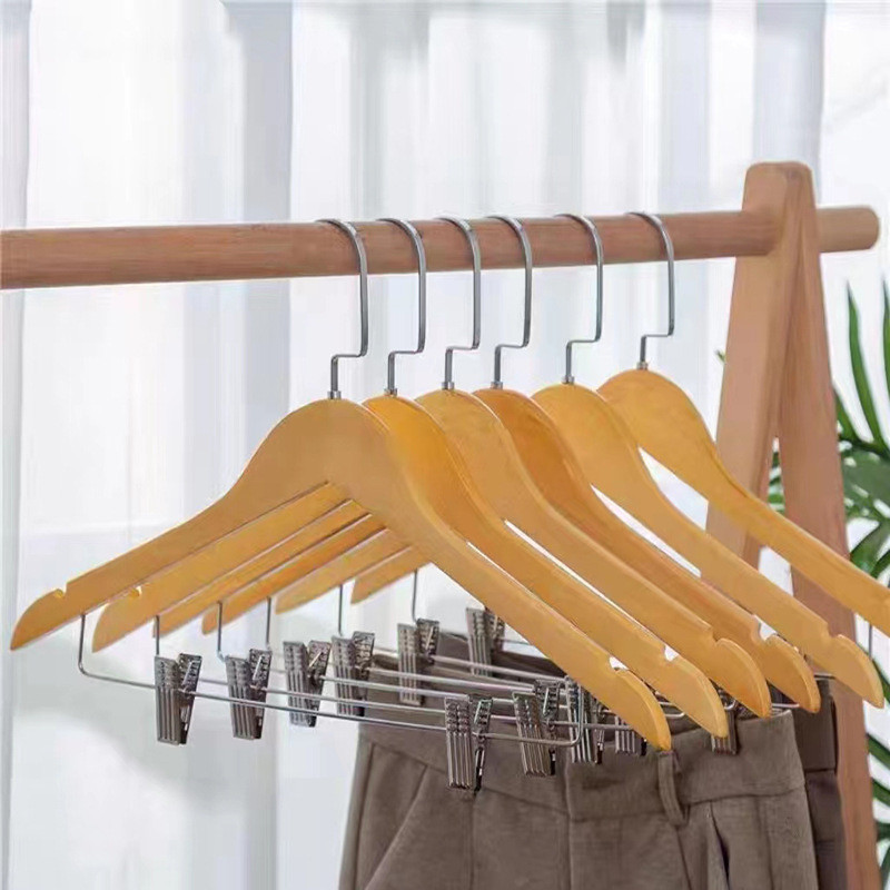 Real Wooden Hanger Trouser Press All in One Set Hanger with Clip Hotel ...