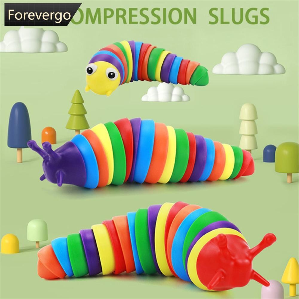 FOREVERGO 3D Emulation Worm Fidget Toy Slug Articulated Realistic ...
