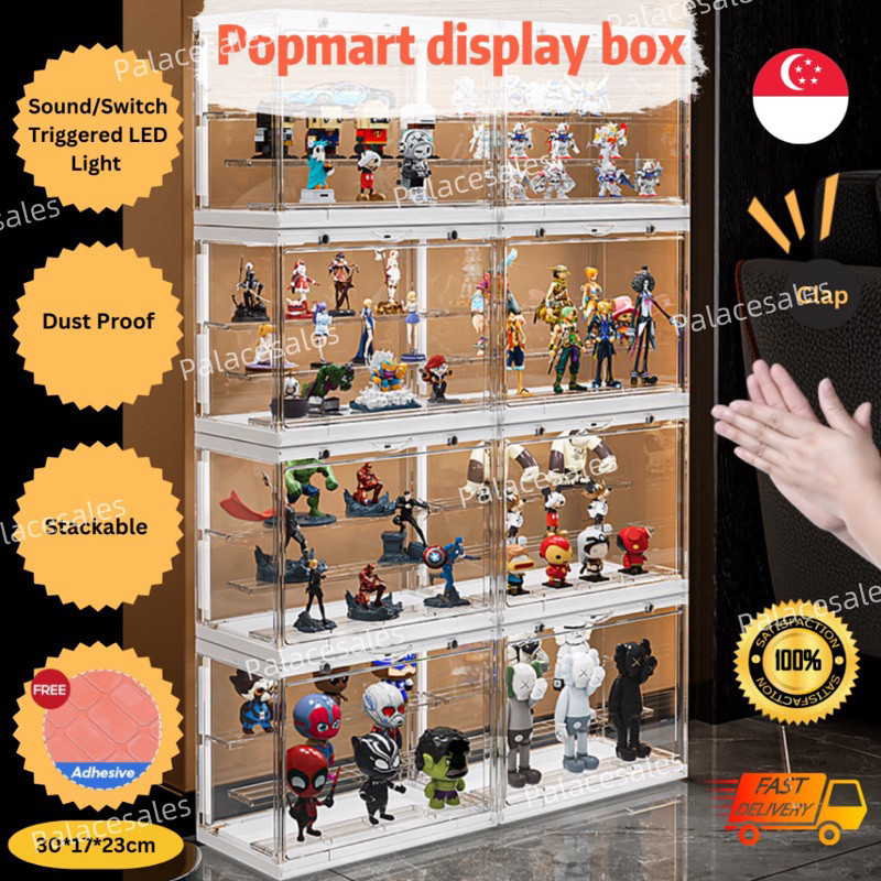 LED Light Popmart Display Box Acrylic Display Case Blind Box Figurine ...