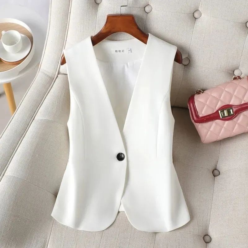 ICEYYIJINGSA Women's Regular Fitted Vest One Button V-neck Business ...