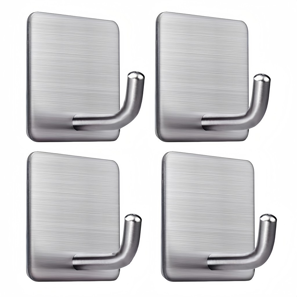 Adhesive Hook Wall Hooks Stainless Steel Wall Mounted Hook No Drilling ...
