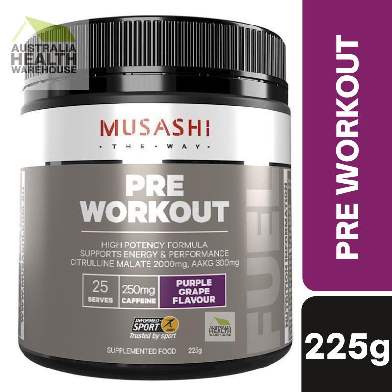 [Expiry: 05/2025] Musashi Pre-Workout Powder Purple Grape Flavour 225g ...