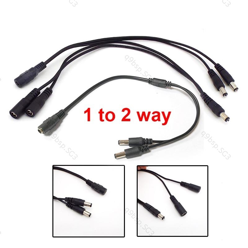 DC 1 male Female to 2 male way Male female cable 5.5x2.1mm Power Y ...