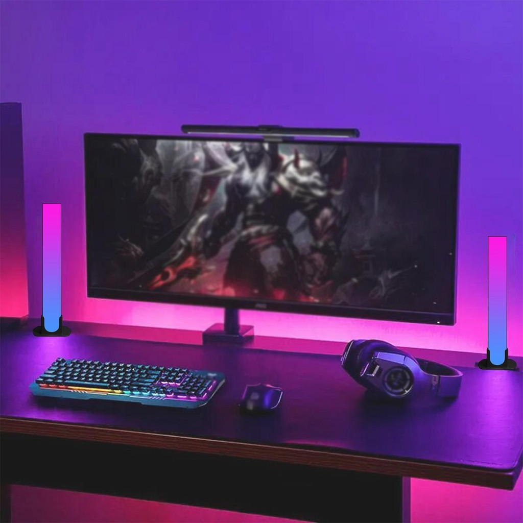[Homyl478] 2Pcs RGB Light Bar Table Lamp Desk Light Gaming Backlight ...