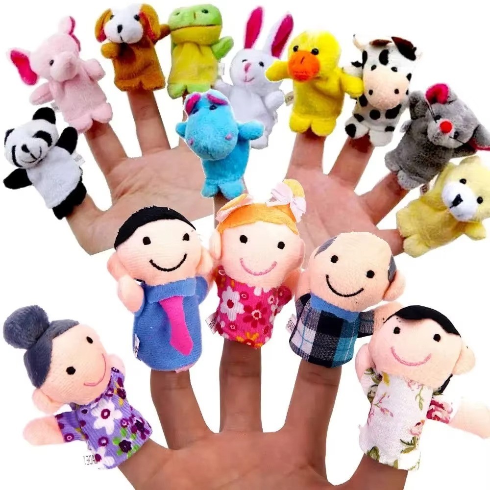 10 Pcs Animals Finger Puppets Set Baby Plush Doll Hand Cartoon Family ...