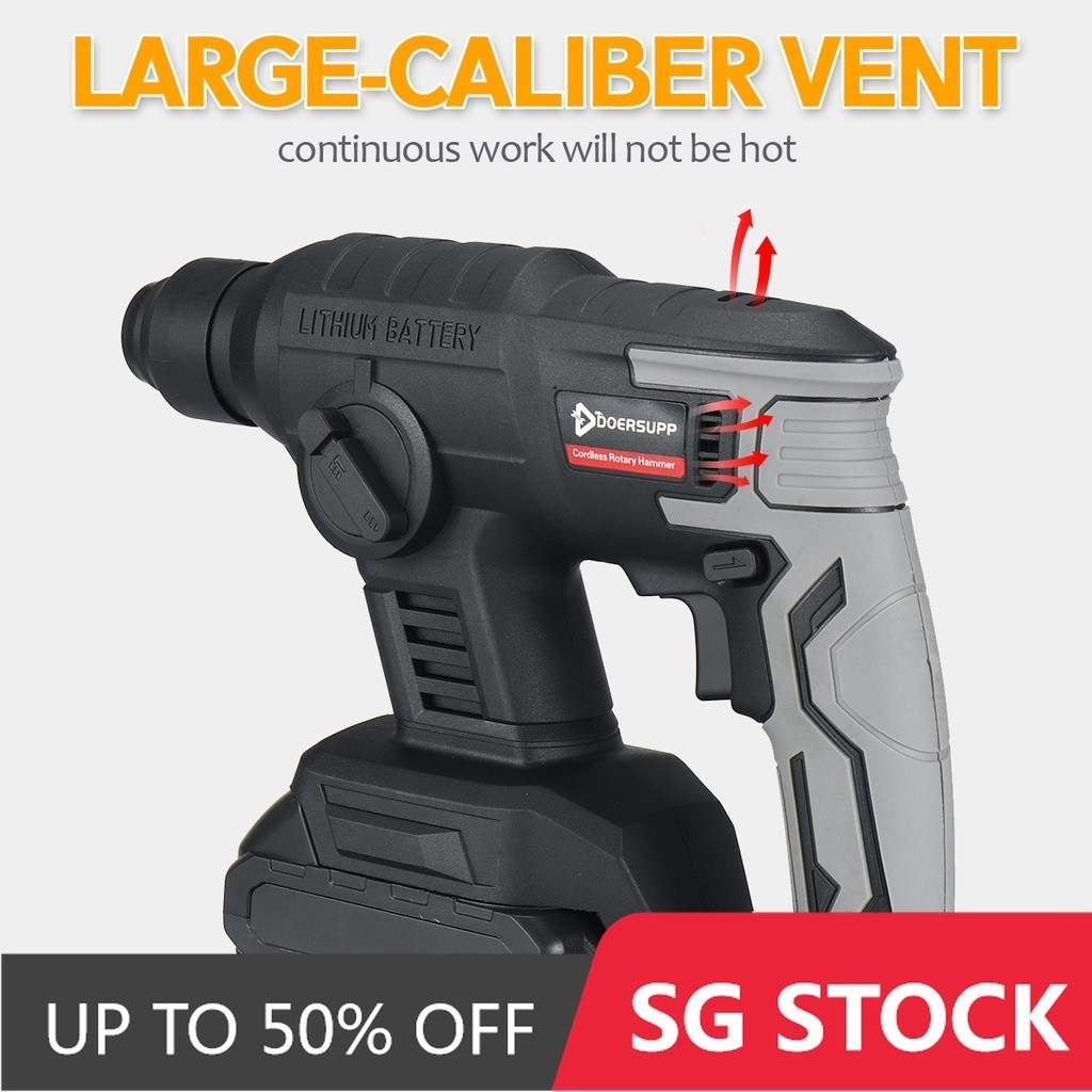 1000W Multifunction Electric Rotary Hammer 7500mAh Cordless Rechargeable Hammer Impact Drill DIY ...