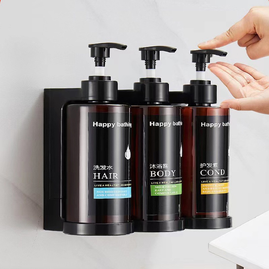 Amber Shampoo Conditioner Bodywash Dispenser Bottles for Shower Wall ...