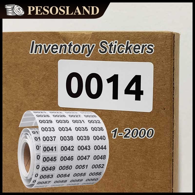 Inventory Stickers Tags Waterproof Number Label Sticker Black Inventory ...
