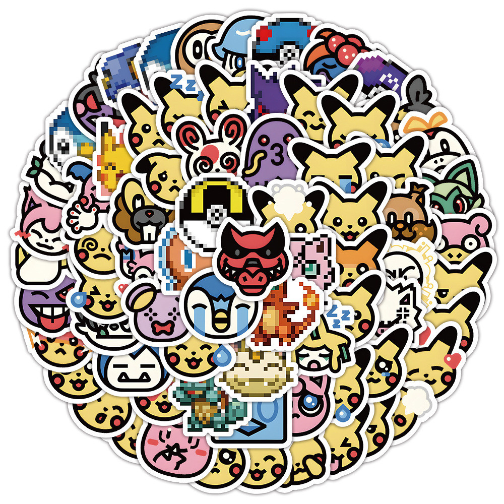 100PCS Cartoon Q-version Pokemon Pikachu Waterproof Graffiti Stickers ...