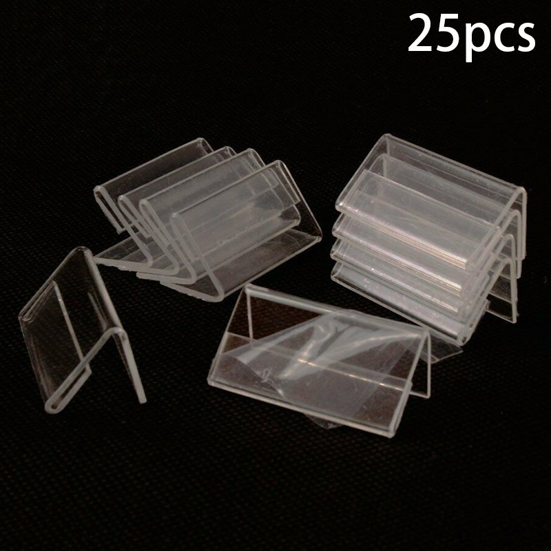 25 Pieces 6x4cm Acrylic L-Shaped Price Tag Display Holder Rack Label ...