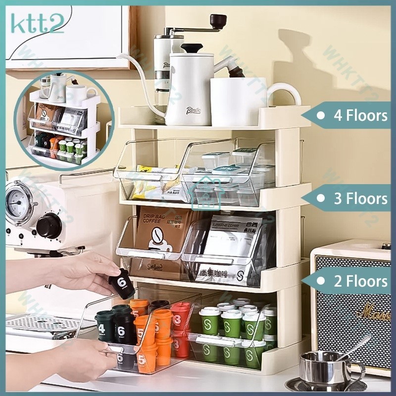 Tea bag coffee snacks storage shelf countertop Multi-functional debris ...