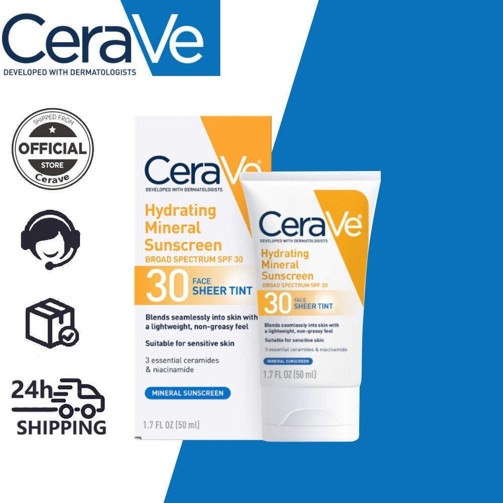 CeraVe Hydrating Mineral Sunscreen SPF 30 Broad Spectrum Face 2.5 fl oz 75 ml | Shopee Singapore