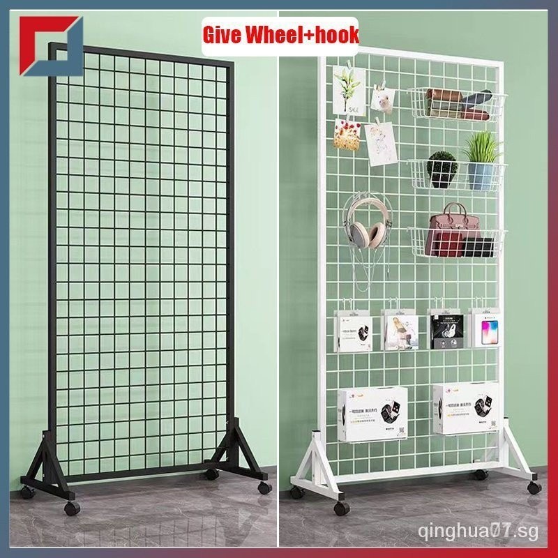Vertical mesh floor display frame mobile double-sided wire mesh rack ...