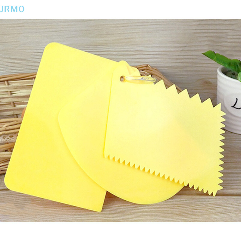 JRMO 3 x Plastic Dough Icing Fondant Scraper Cake Decorag Plain Smooth ...