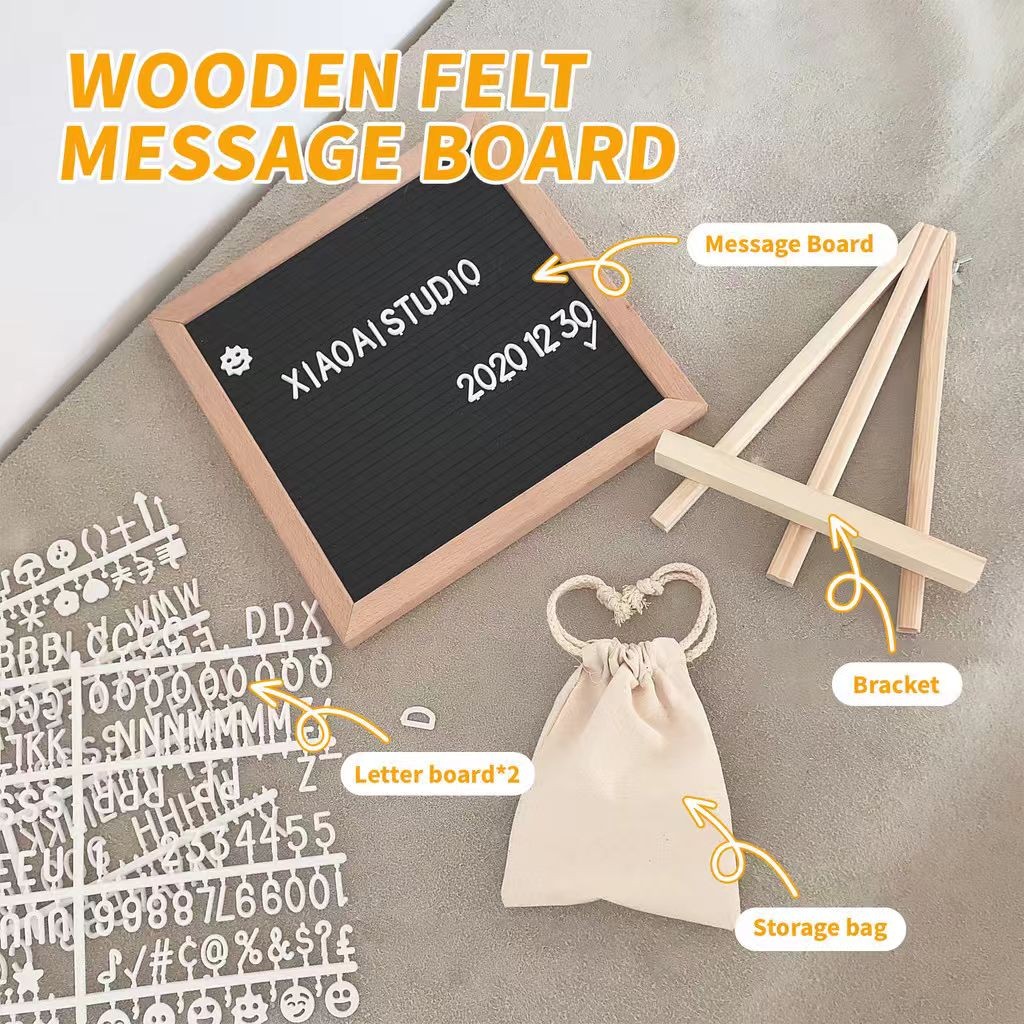 Wooden Frame Message Boards Felt Letterboard with Stand Sticky with ...