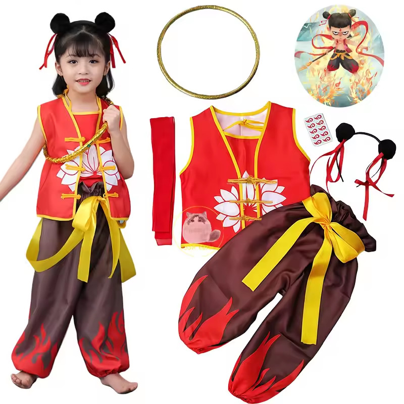 NeZha figurine Cosplay Costume for Kids popmart 哪吒衣服乾坤圈 Cartoon Anime ...