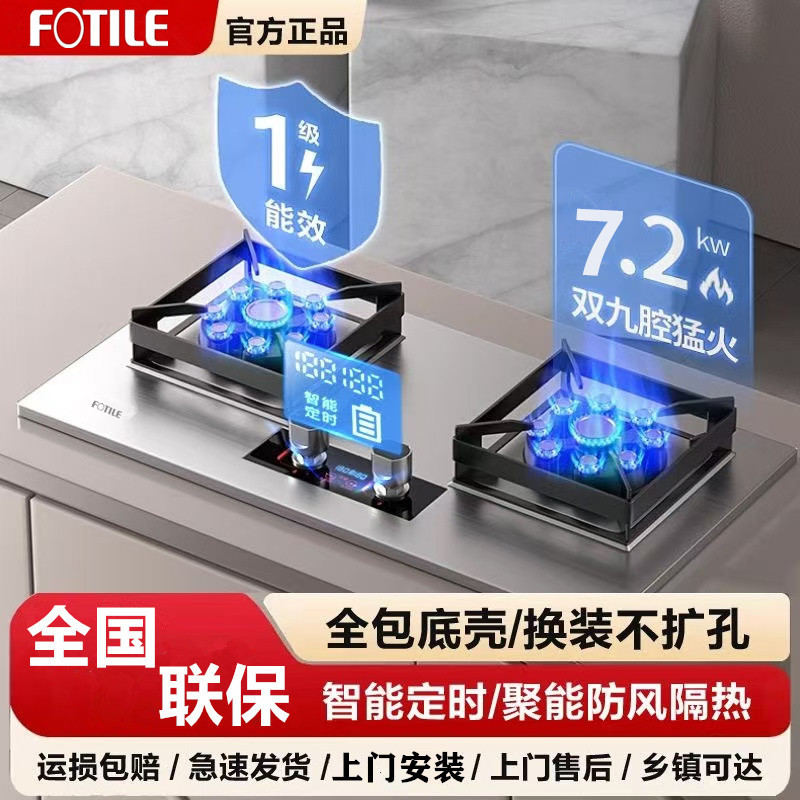 FOTILE Gas Stove Double Burner Household Kitchen High Flame Built-in ...