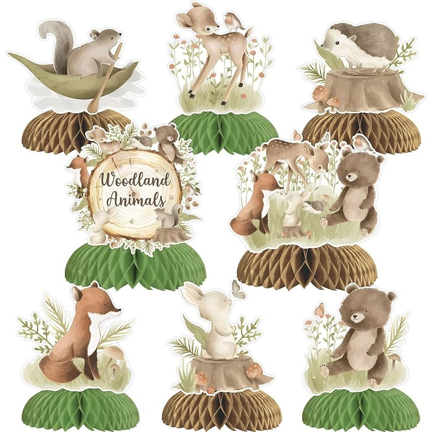 JOLLYBOOM 8 Pieces Woodland Animals Honeycomb Centerpieces, Woodland ...