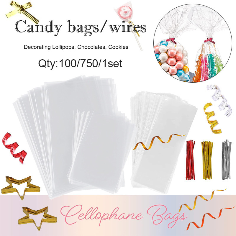 50/100pcs transparent cellophane bags, transparent opp plastic bags ...