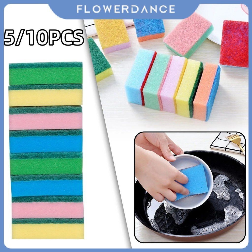 5/10pcs Dishwashing Sponge Universal Various Colors Double Side Sponge ...
