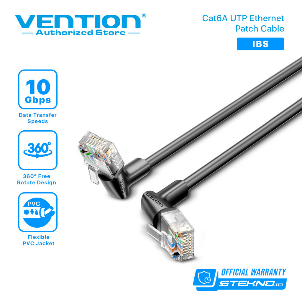 Vention LAN Cable Cat6A UTP RJ45 Right Angle 90 Rotate Gigabit Ethernet 1-10 Meters | Shopee ...