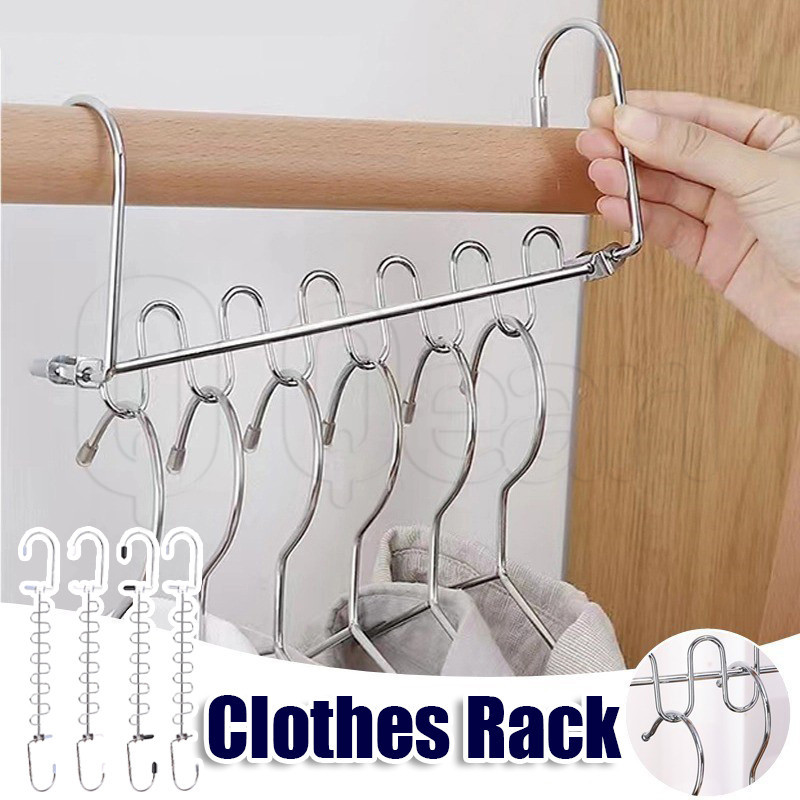 12 Slots Foldable Magic Clothes Rack - Metal Cascading Clothes Hanger ...