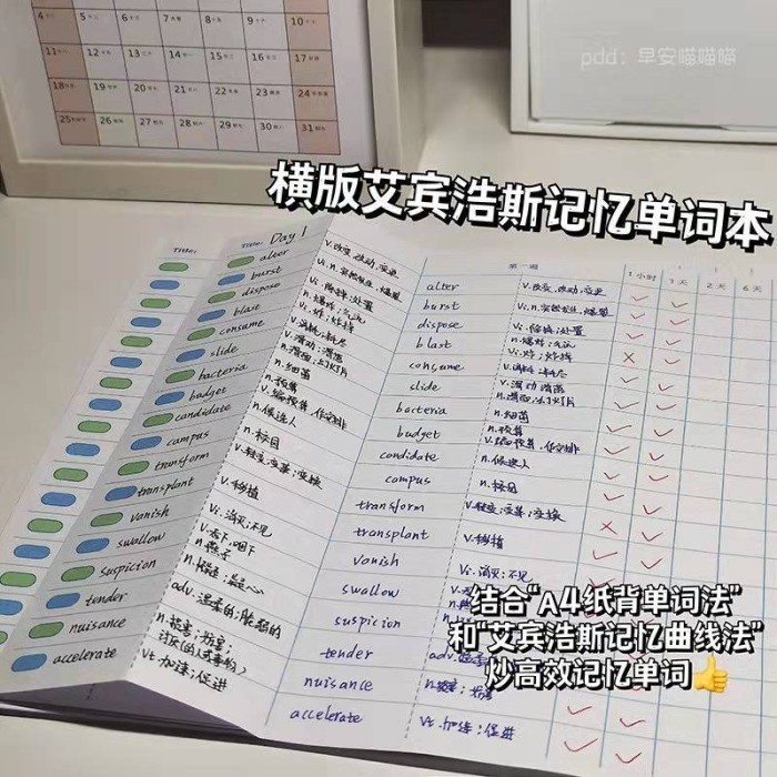 Notepad Vocabulary Book Memo Notes Learning Practice Book Contains 30 ...