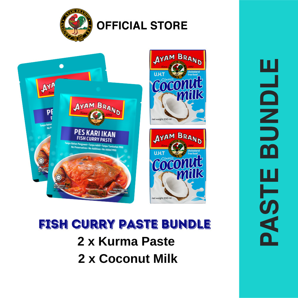 Ayam Brand Fish Curry Paste Bundle (2 x Fish Curry Paste + 2 x Coconut ...