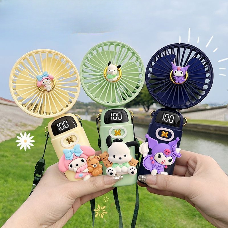 2025 Kuromi Cute Cartoon Mini Handheld USB Fan Portable Rechargeable ...