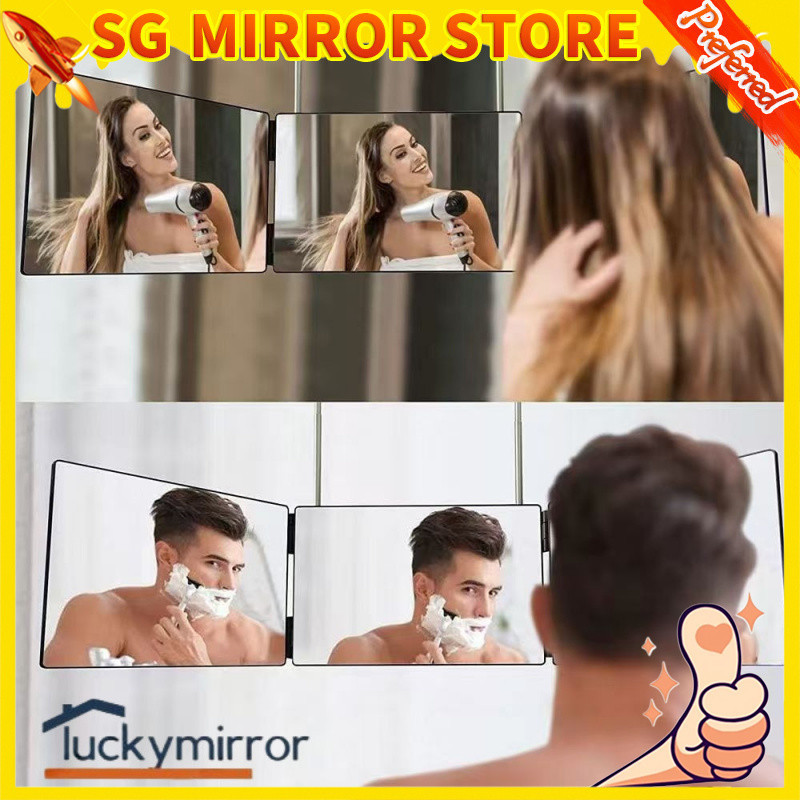 Self cut mirror 360 mirror 3 way mirror Adjustable and portable 3 Way ...