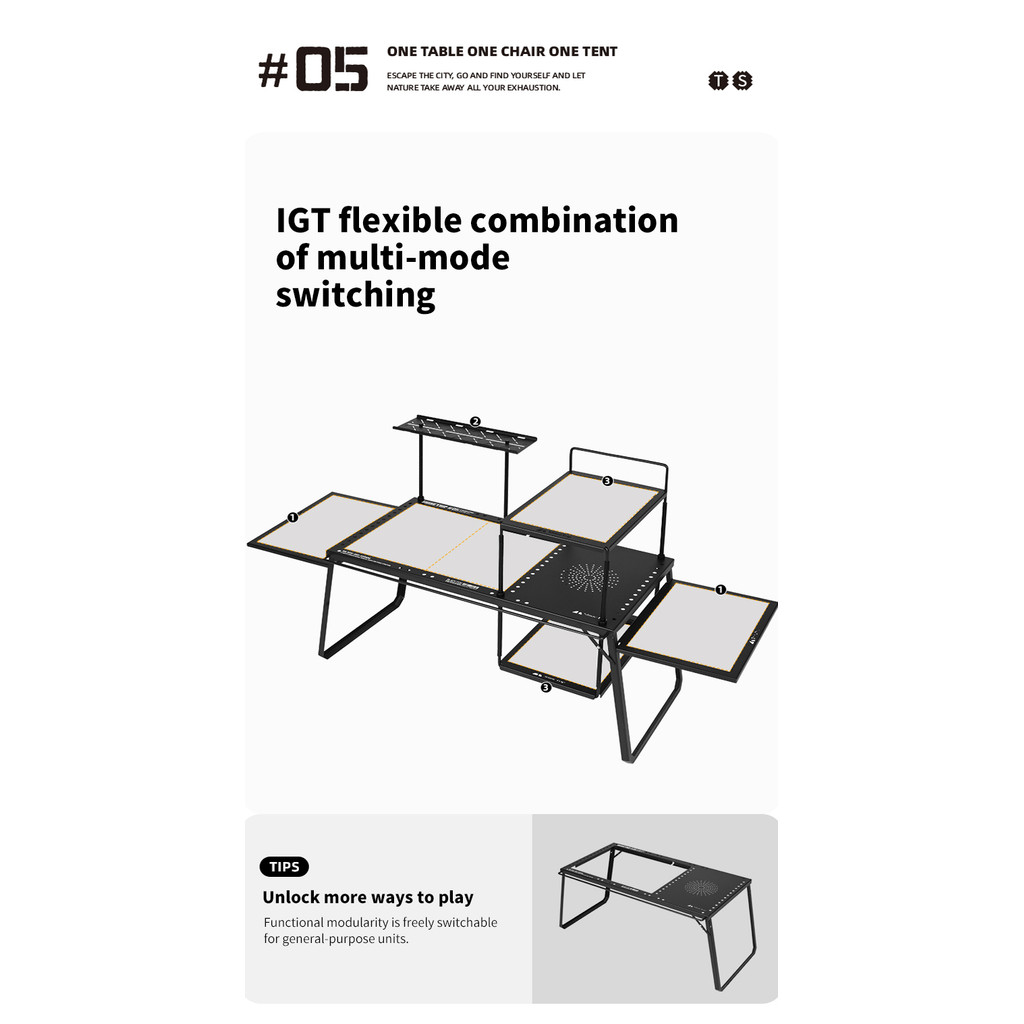 ShineTrip Outdoor 05 Series Black Mist IGT Modular Free Standing Table ...