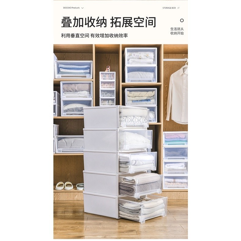 Stackable Clear Plastic Storage Drawer Chest | Home Organizer Box ...