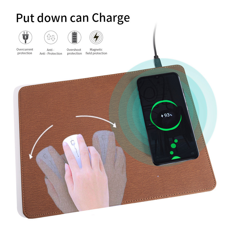 Phone Wireless Charging Mouse Pad with Leather Mousepad 10w Fast Charge ...