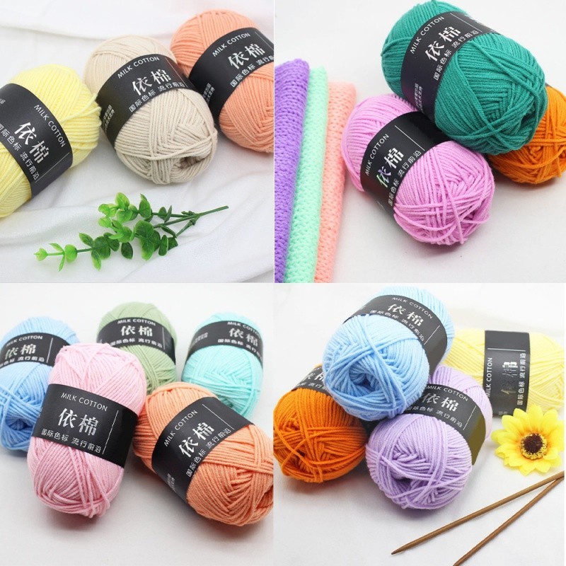 4ply Milk Cotton Yarn 4 Strands Milk Cotton Yarn DIY Hand Crochet ...
