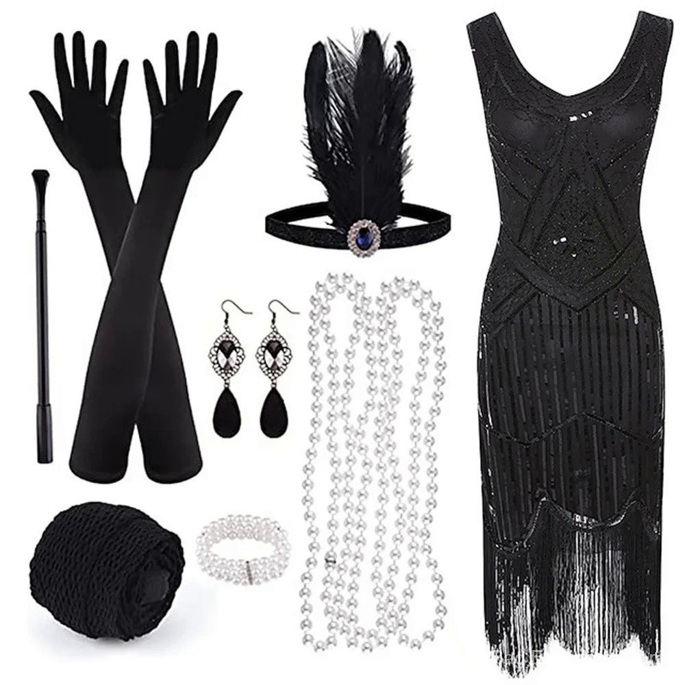 Retro 20s 1920s Flapper Dress Outfits Flapper Headband The Great Gatsby ...