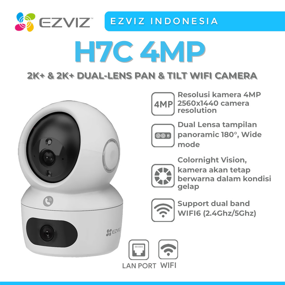 Ezviz H7C 4MP 2K+ & 2K+ DUAL-LENS COLORNIGHT PAN & TILT WIFI CAMERA | Shopee Singapore