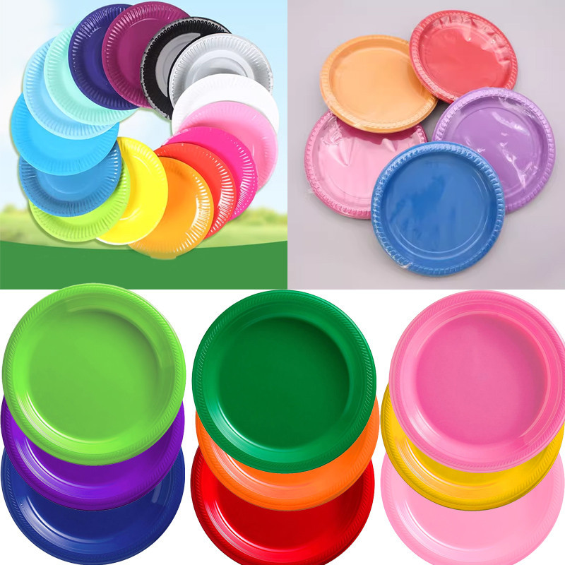 10PCS Solid Color Disposable Platter Paper Plate Party Picnic Plate ...